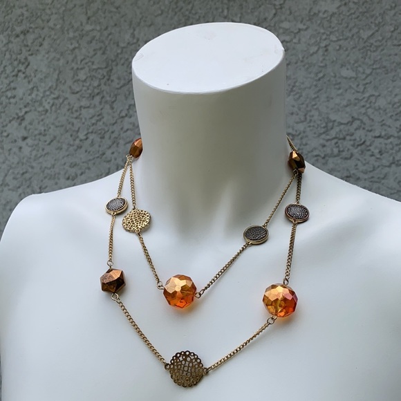 Vintage | Jewelry | Vintage Js Charm Filigree Chain Beaded Long Doubled ...